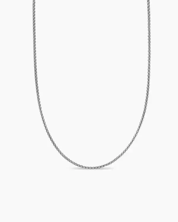 David Yurman Box Chain Slider Necklace In Sterling Silver, 1.7mm All